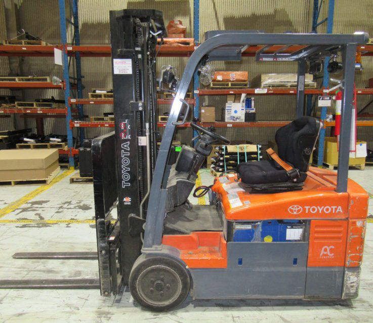 Used 2013 Toyota 3-wheel Electric Forklift 7FBEU18 in Charlotte, NC